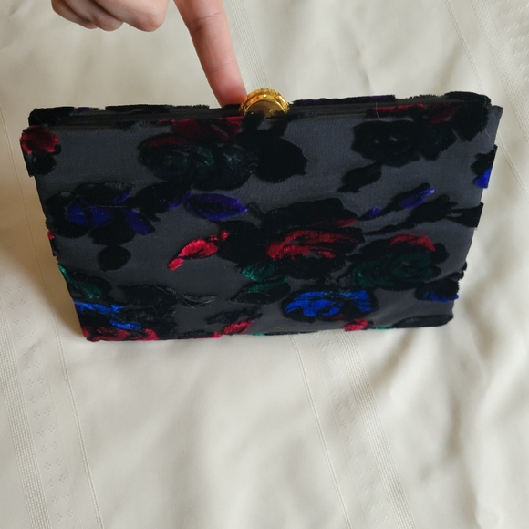 Coblentz | Bags | Vintage Coblentz Original Black Felt Floral Clutch ...